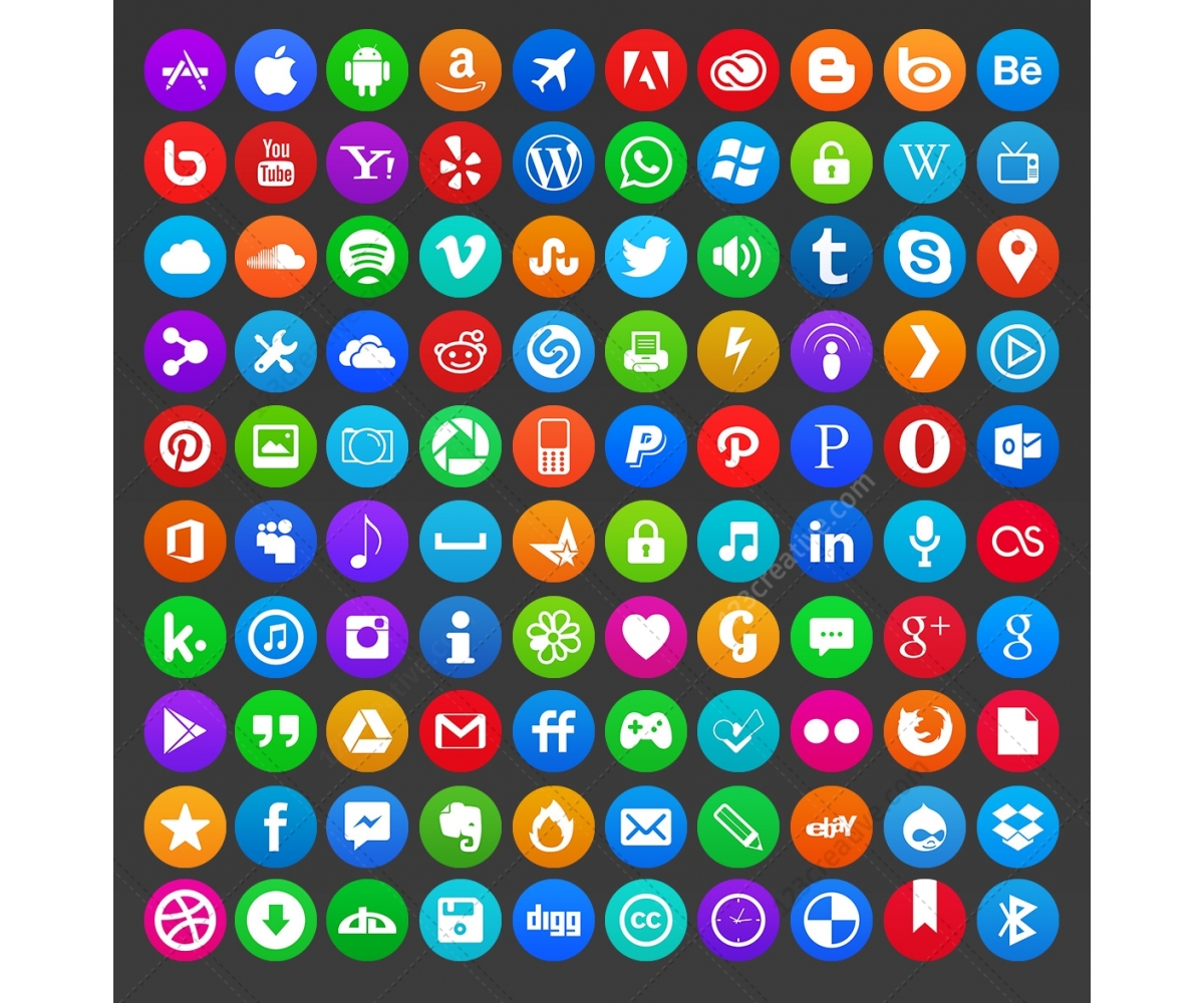 Modern circle icon pack - social media icons Modern circle icon pack - social media icons